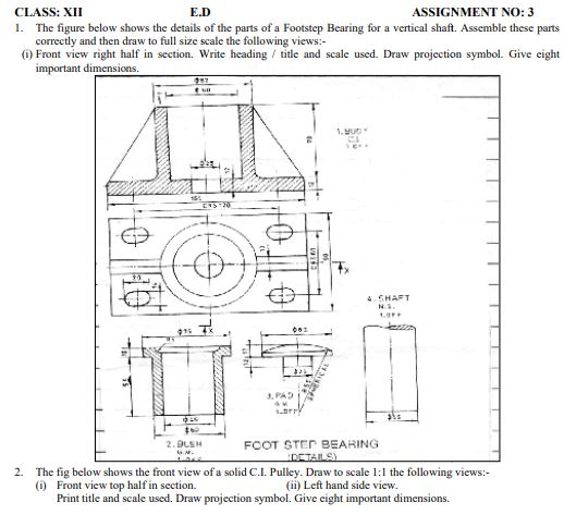 CBSE Class 12 Engineering Drawing Worksheet Set C